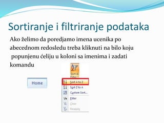 Sortiranje i filtriranje podataka | PPTX