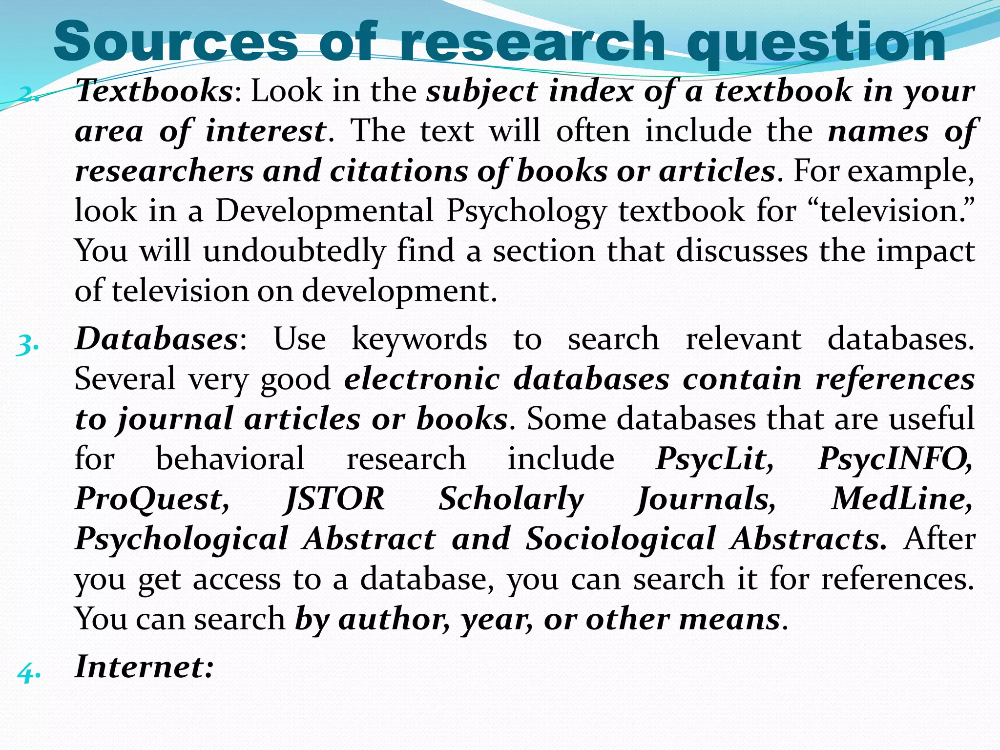 Sources of Research Questions and Formulation of Hypothesis | PPTX