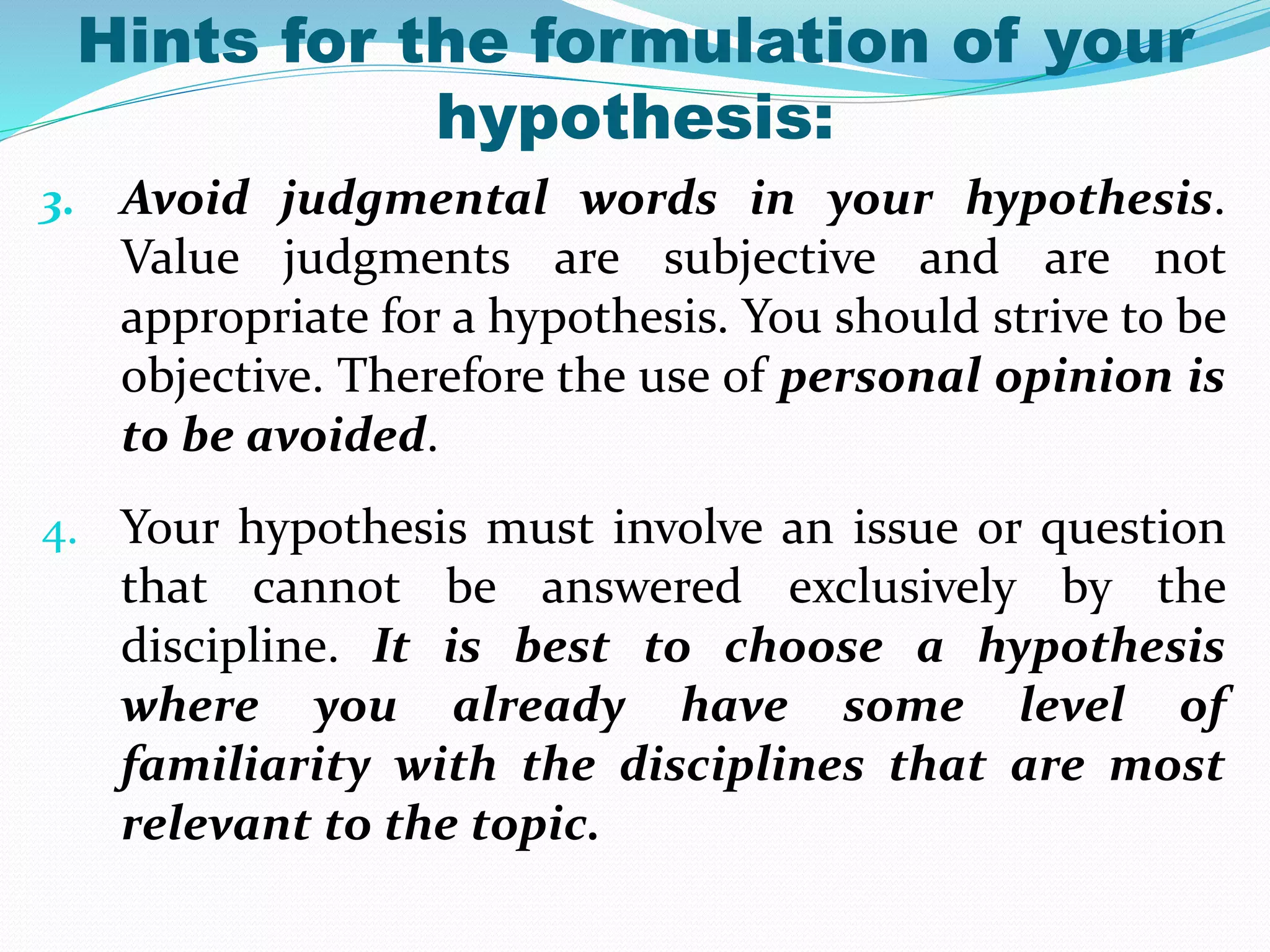 Sources of Research Questions and Formulation of Hypothesis | PPTX