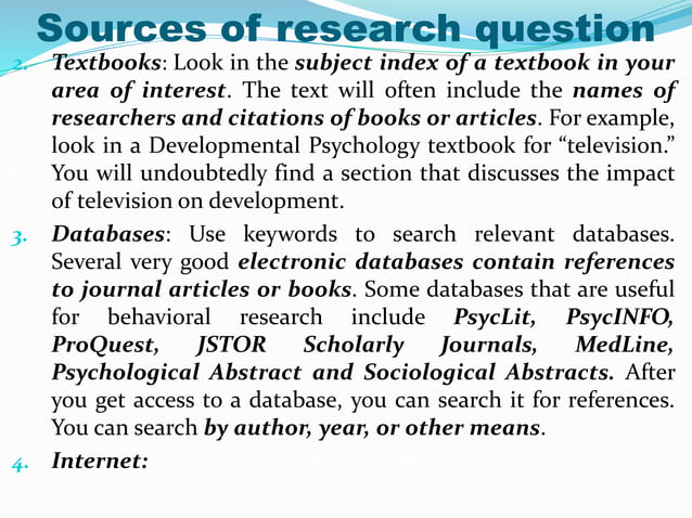 Sources of Research Questions and Formulation of Hypothesis | PPT