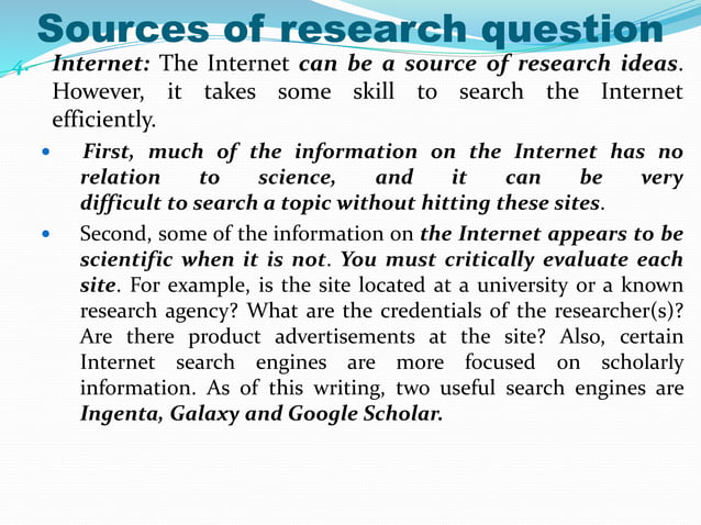 Sources of Research Questions and Formulation of Hypothesis | PPT