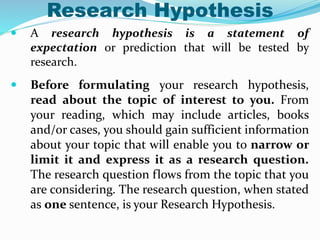 Sources of Research Questions and Formulation of Hypothesis | PPTX