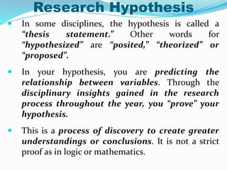 Sources of Research Questions and Formulation of Hypothesis | PPTX