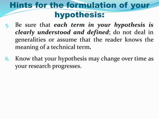 Sources of Research Questions and Formulation of Hypothesis | PPTX