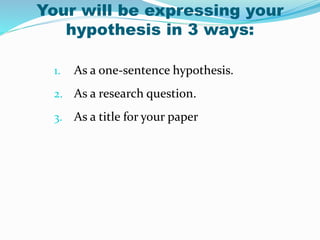 Sources of Research Questions and Formulation of Hypothesis | PPTX