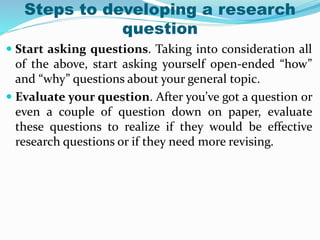Sources of Research Questions and Formulation of Hypothesis | PPTX