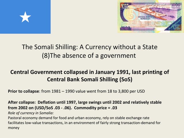 Somali Shilling | PPT | Currencies | Economy