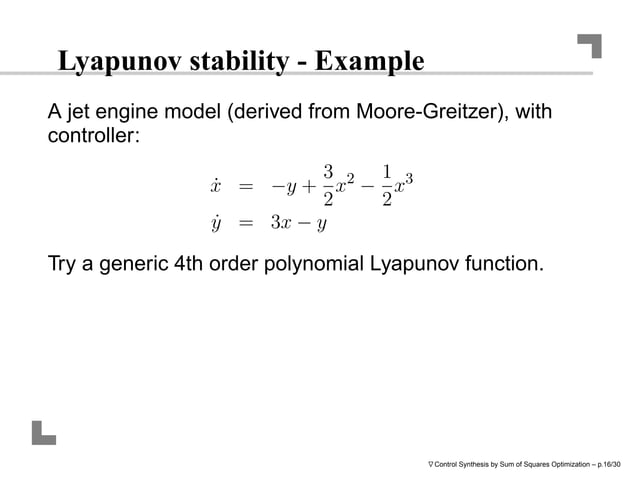 Control Synthesis By Sum Of Squares Optimization Ppt 