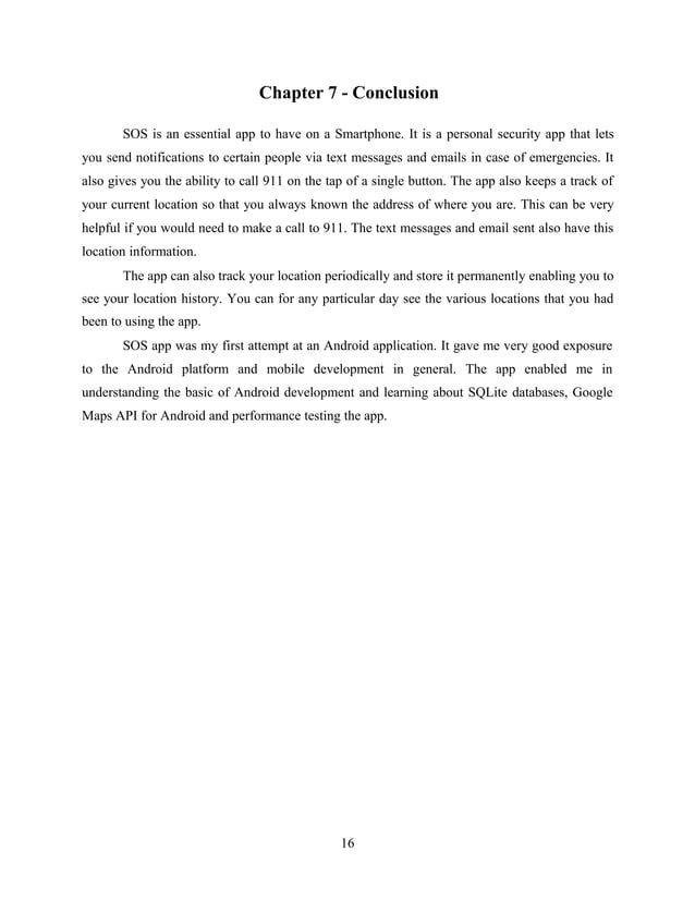 Android Sos app development report | DOC | Operating Systems | Computer Software and Applications