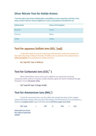 Sos chemistry tables | DOCX