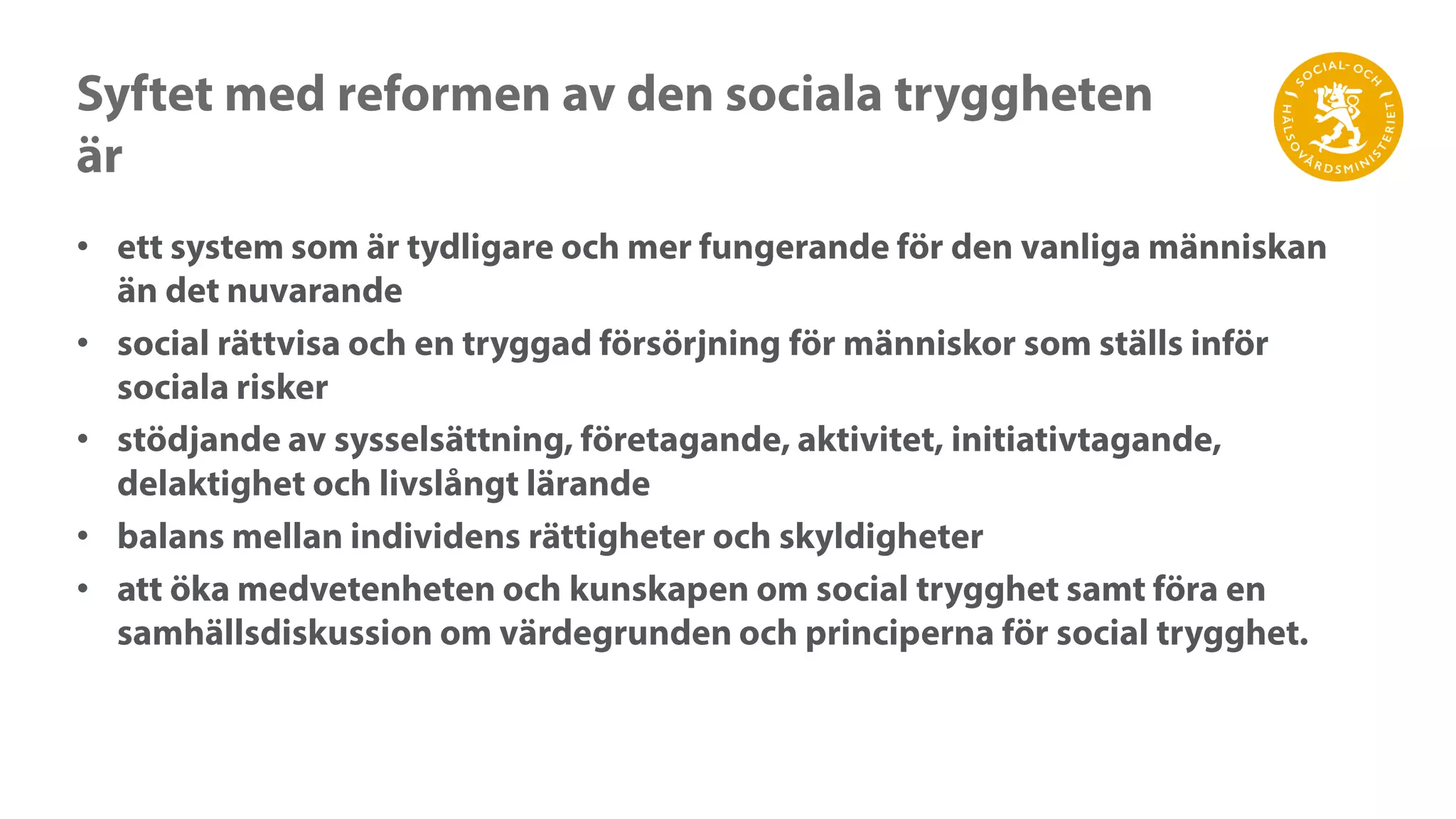 Reform av den sociala tryggheten | PDF