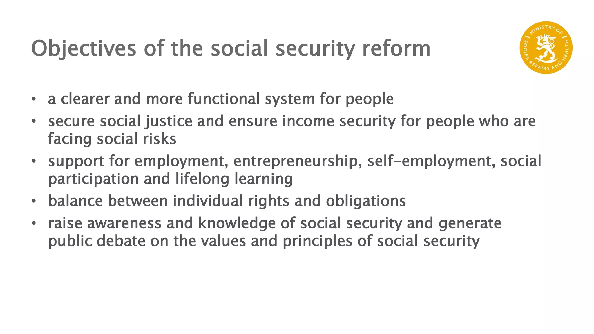 Social Security Reform in Finland | PPT