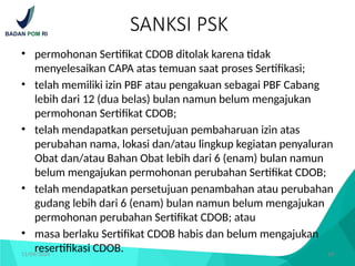 Sosialisalisasi PerkaBPOM No. 25 thn 2017 - Tata Cara Sertifikasi CDOB ...