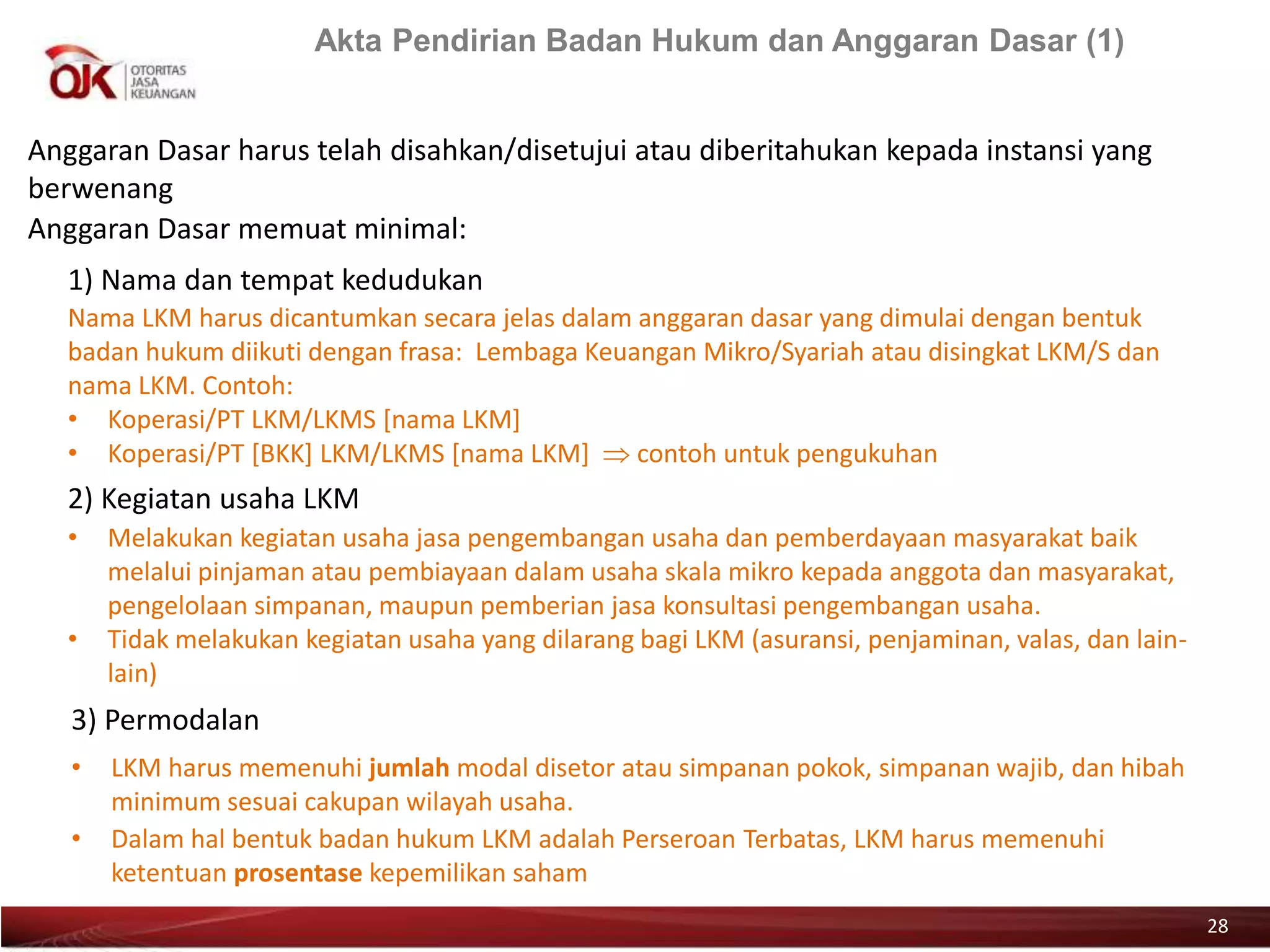 Sosialisasi OJK - Lembaga Keuangan Mikro | PPTX