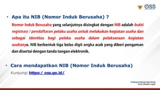tata cara pembuatan nib melalui oss rba. | PPTX