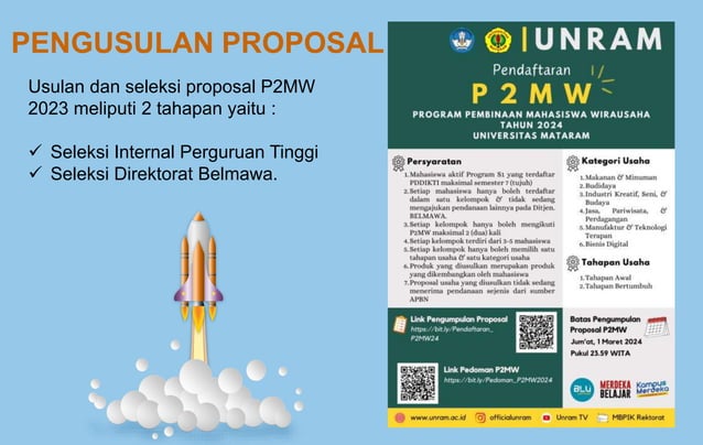 Sosialisasi tentang kegiatan P2MW Program Pembinaan Mahasiswa Wirausaha Universitas Mataram 2024 ...