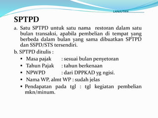 Sosialisasi pajak restoran | PPTX