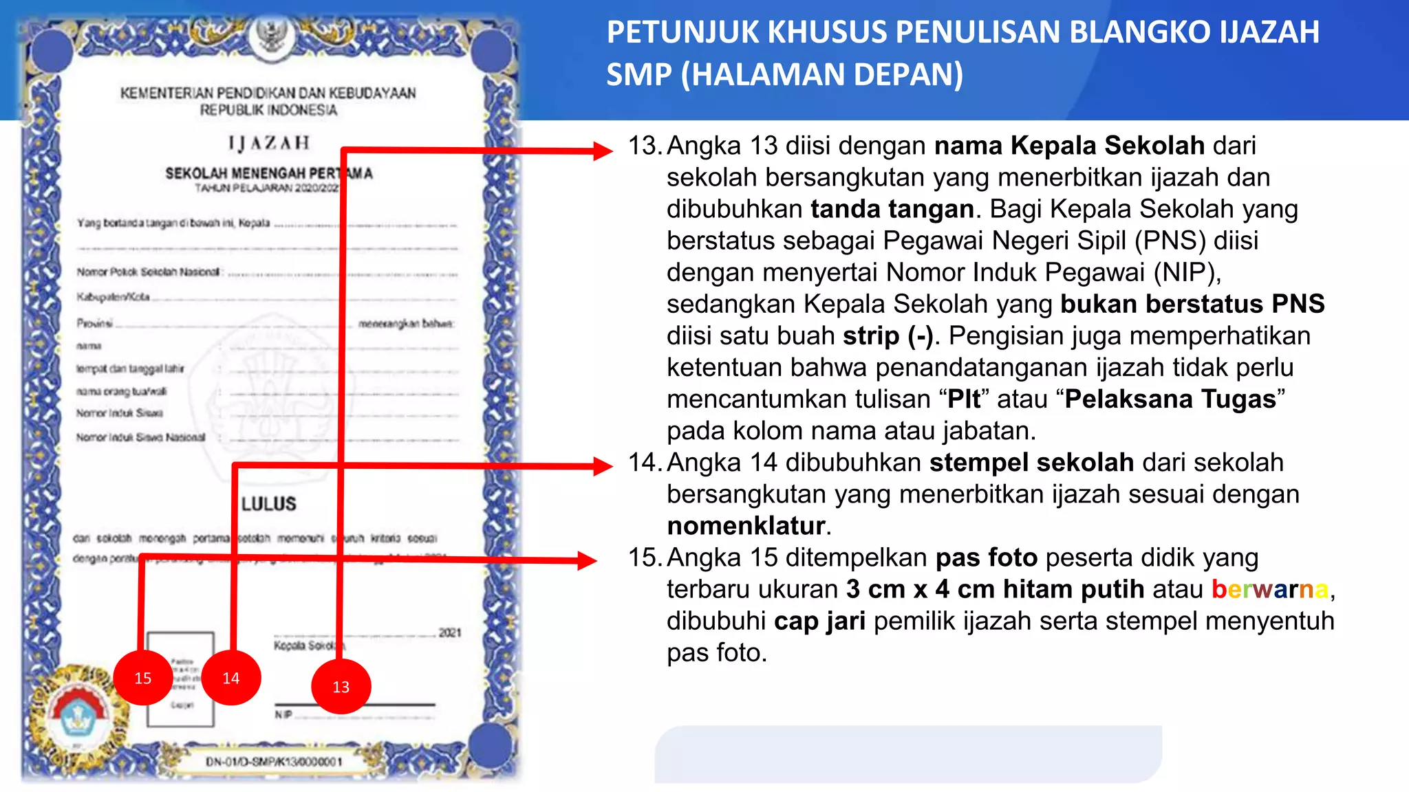 Sosialisasi Penulisan Blangko Ijazah SMP.pptx