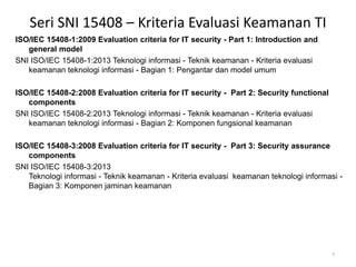 Sosialisasi sni iso iec 15408 common criteria - evaluasi keamanan ti | PPTX