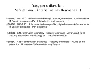 Sosialisasi sni iso iec 15408 common criteria - evaluasi keamanan ti | PPTX