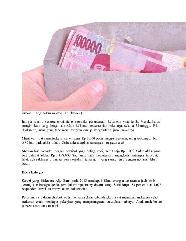 Sosialisasi tentang menabung dan cara mengatur uang jajan bagi anak anak sd | DOCX