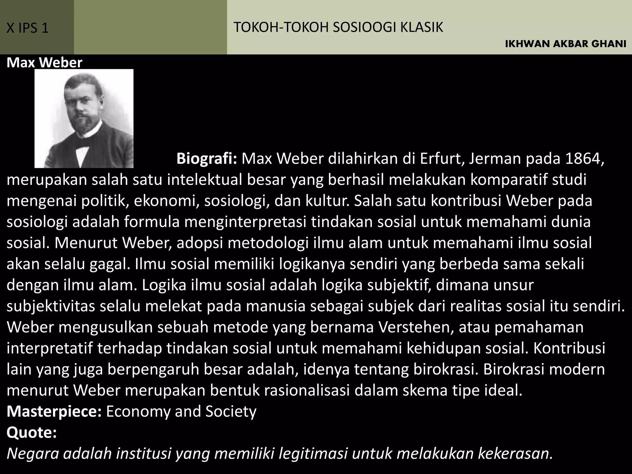 Tokoh-tokoh sosiologi klasik, modern, Indonesia dan macam-macam Teori ...