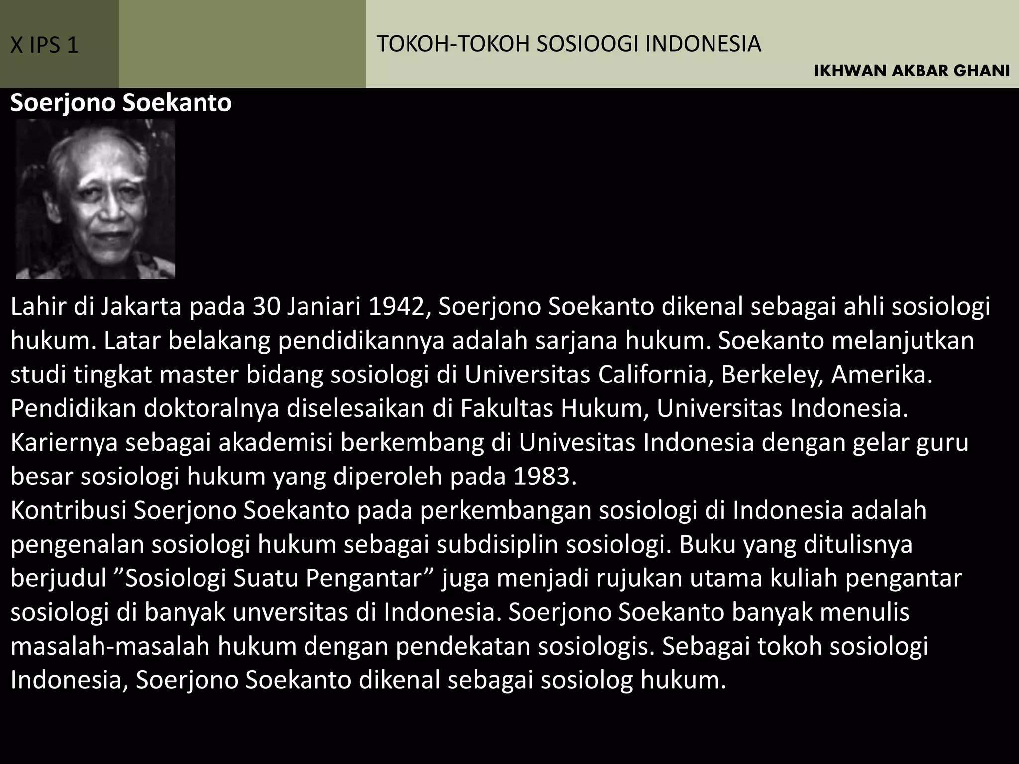 Tokoh-tokoh sosiologi klasik, modern, Indonesia dan macam-macam Teori ...