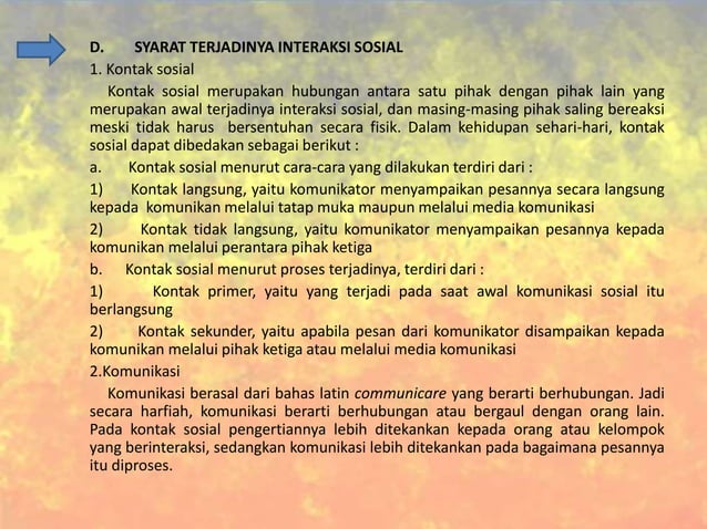 power point sosiologi "INTERAKSI SOSIAL DALAM DINAMIKA KEHIDUPAN SOSIAL" | PPTX