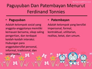 Sosiologi klasifikasi kelompok sosial dalam masyarakat | PPTX