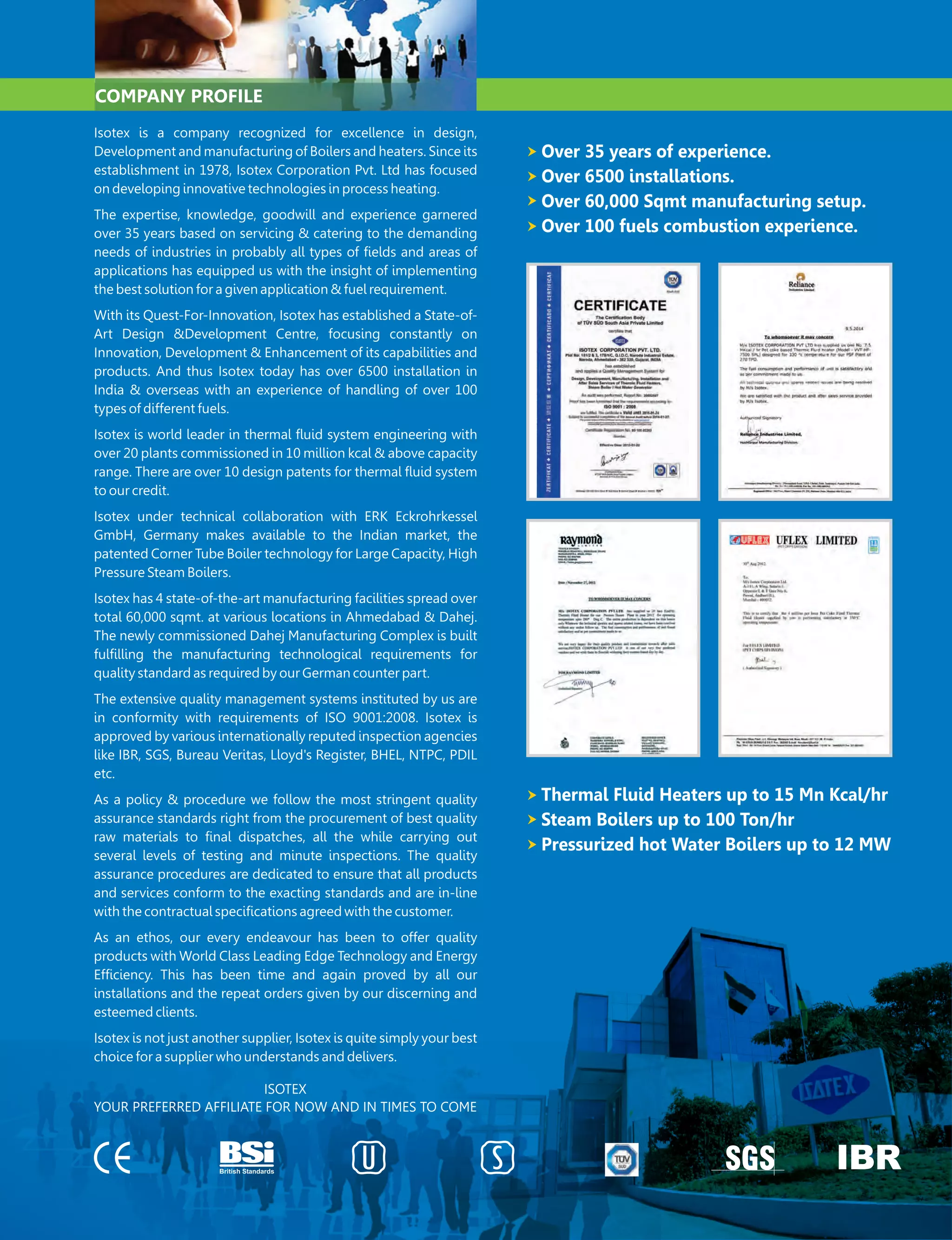 Isotex Corporation Pvt Ltd, Ahmedabad, Thermic Fluid Heaters | PDF