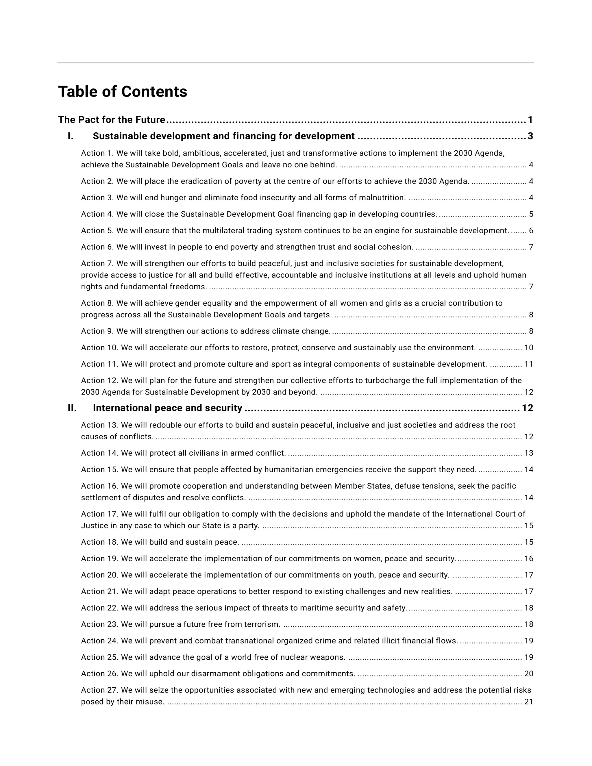 UN Summit of the Future : Pact for the Future | PDF