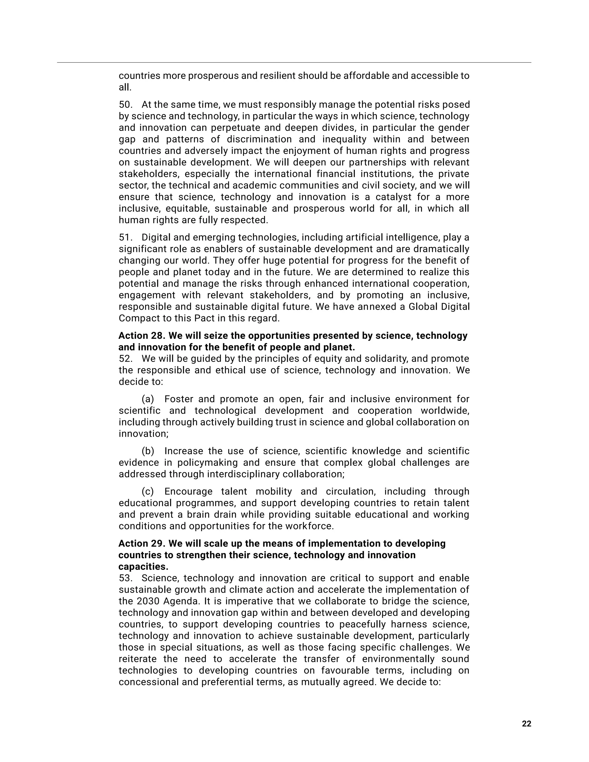 UN Summit of the Future : Pact for the Future | PDF