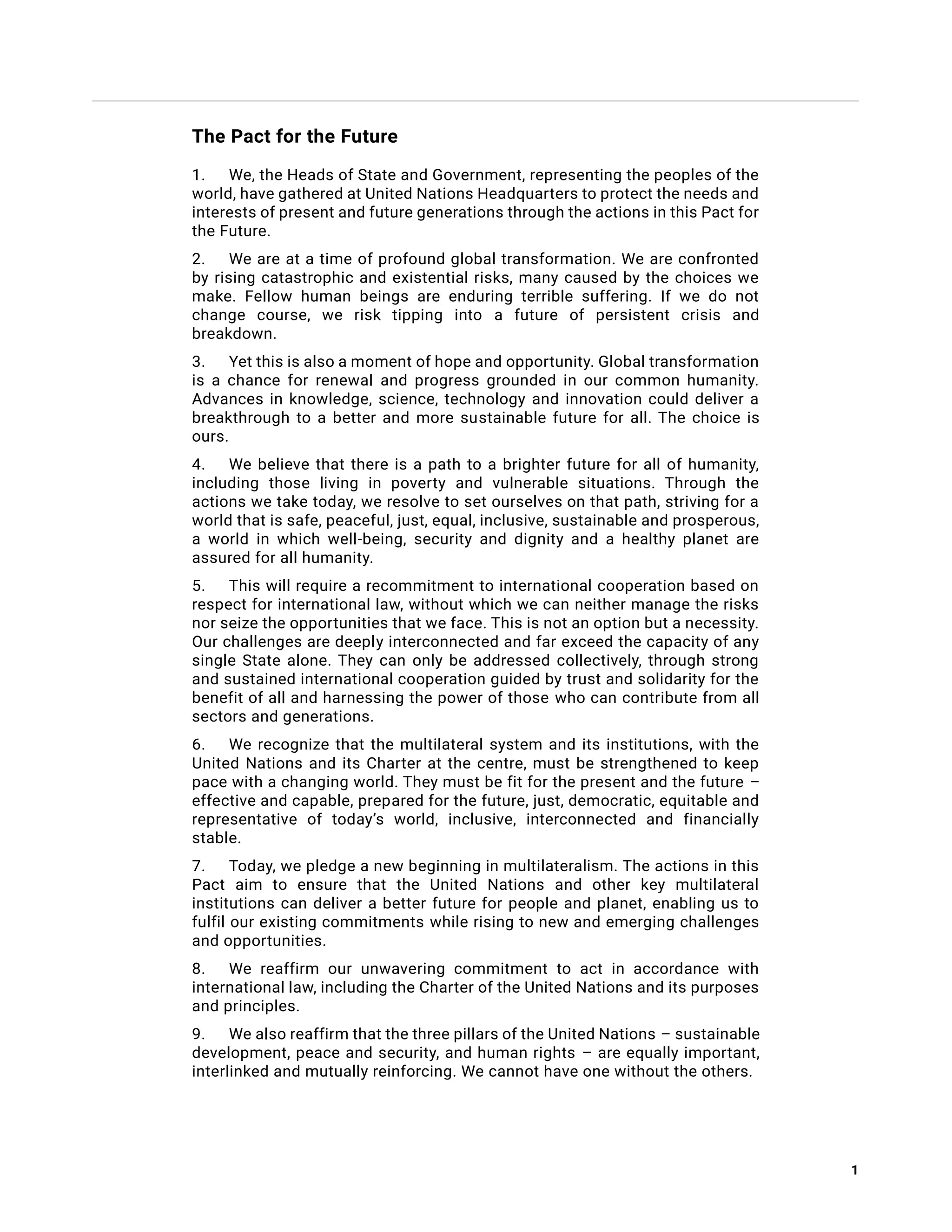 UN Summit of the Future : Pact for the Future | PDF