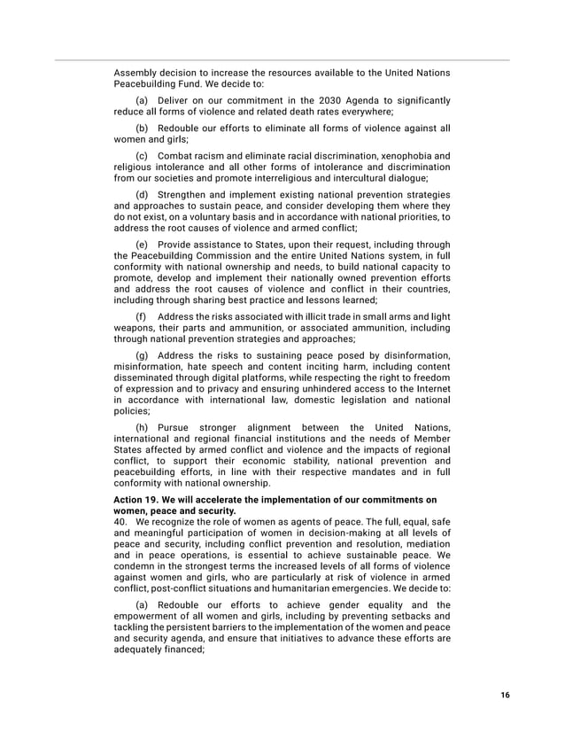 UN Summit of the Future : Pact for the Future | PDF