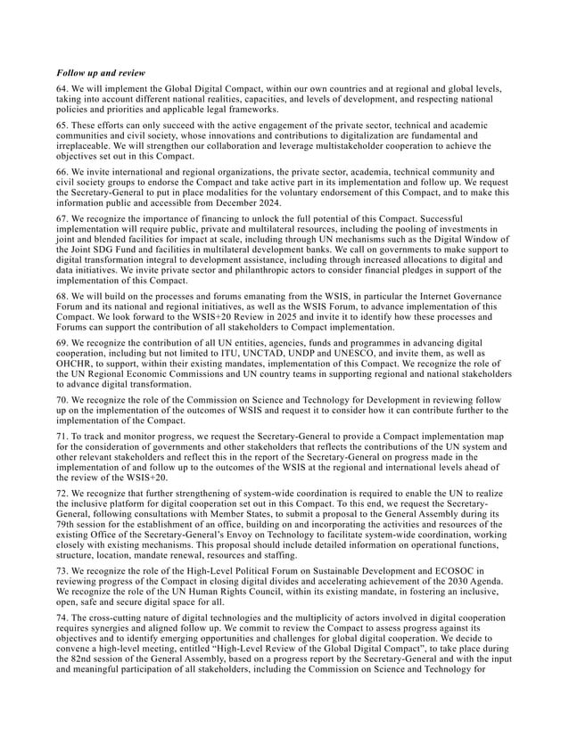 UN Summit of the Future: Pact for the Future | PDF