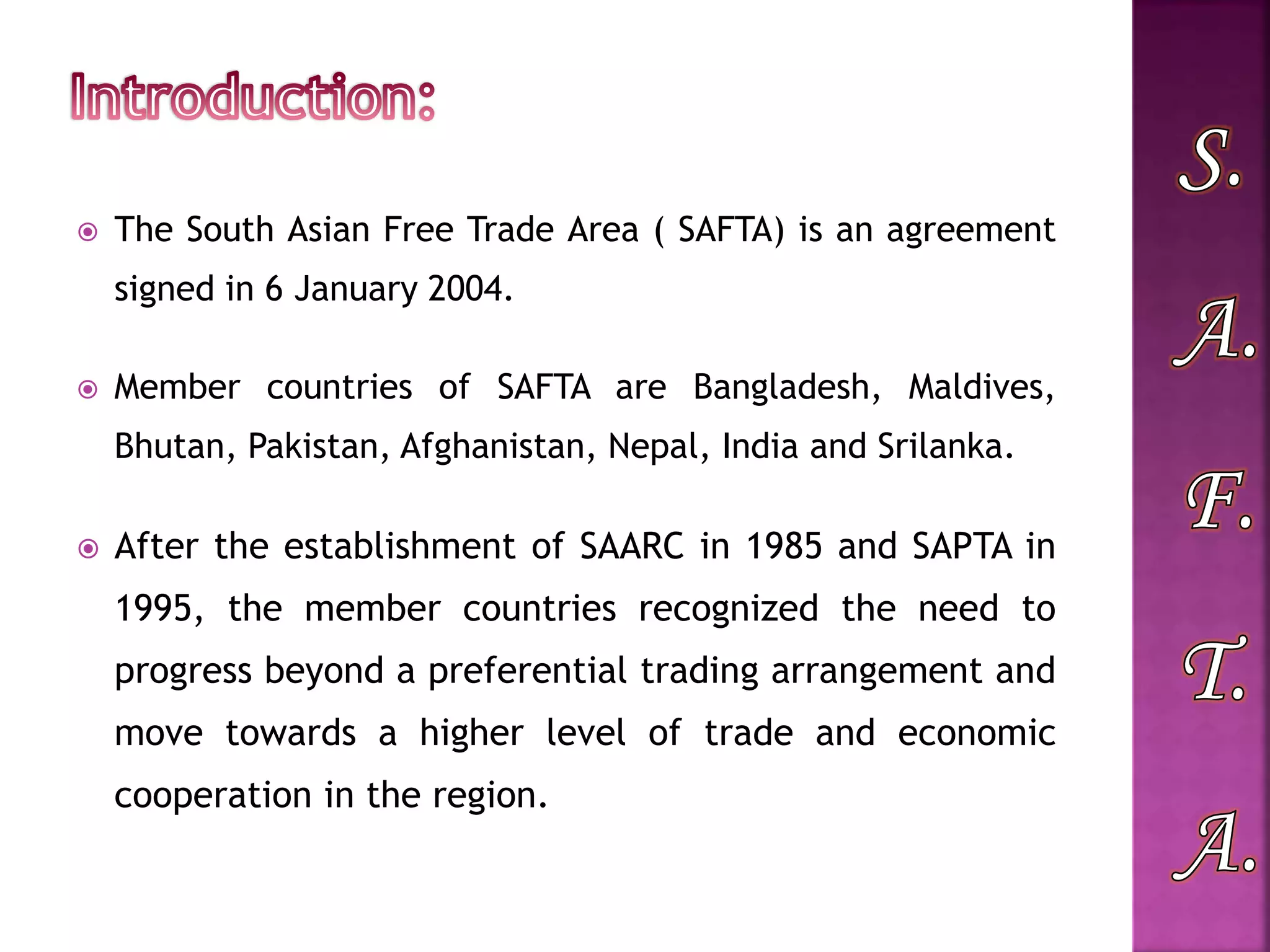 SAFTA - South Asian Free Trade Area | PPTX