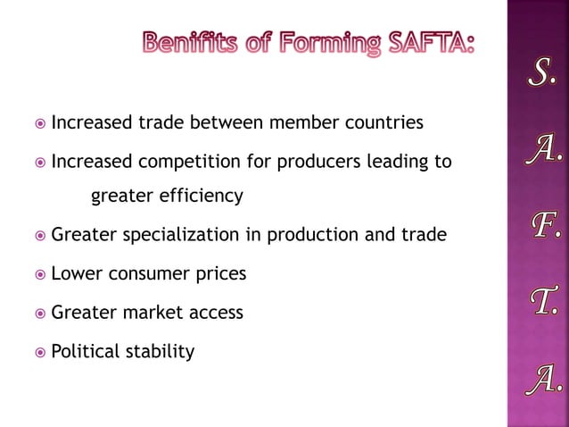 SAFTA - South Asian Free Trade Area | PPTX | Political Issues & policy ...