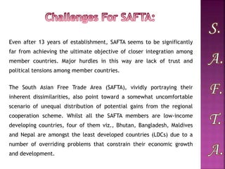 SAFTA - South Asian Free Trade Area | PPTX | Political Issues & policy ...