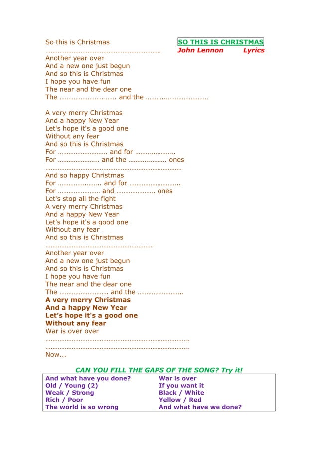 So this is christmas lyrics | PDF
