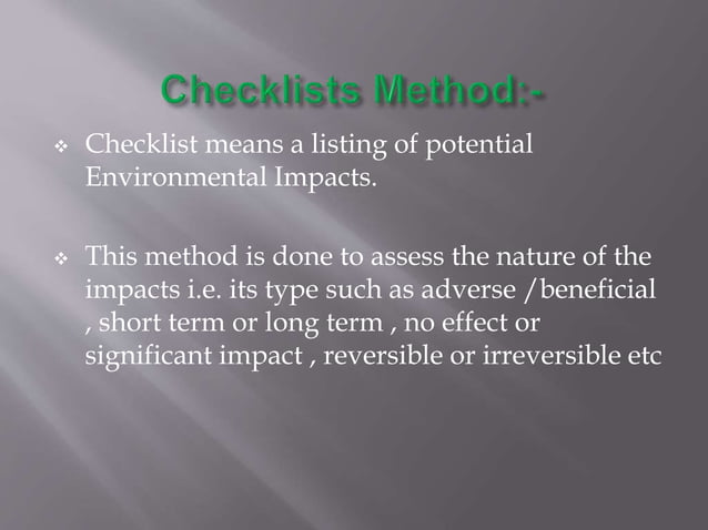 EIA Methods | PPTX | Environment | Science