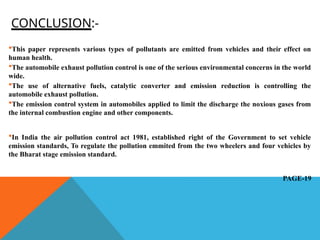 automobile pollutions control using crystal | PPT