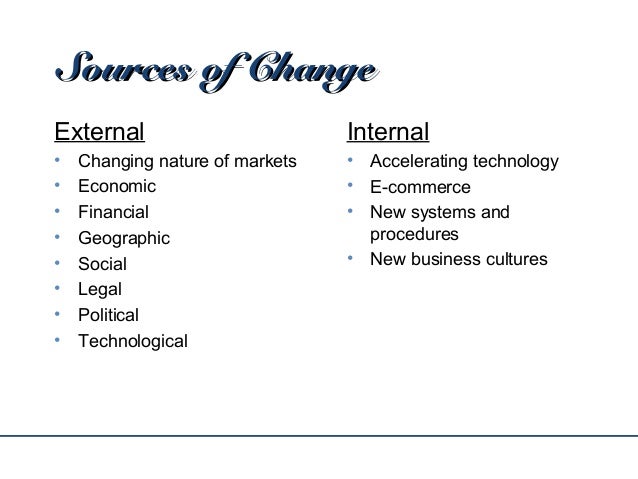 Sources of change in an organisation