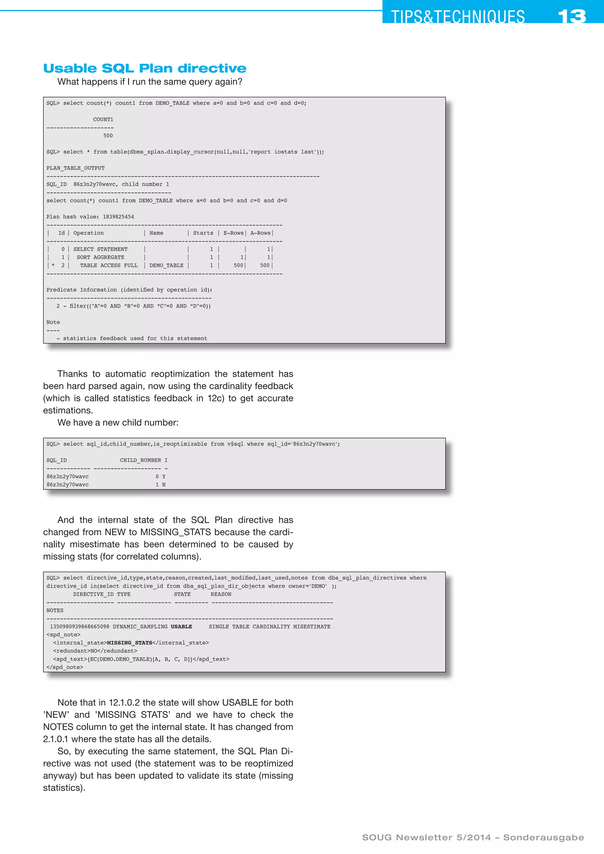 12c SQL Plan Directives | PDF