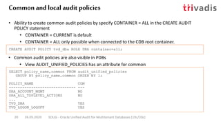 SOUG Oracle Unified Audit for Multitenant Databases | PPT