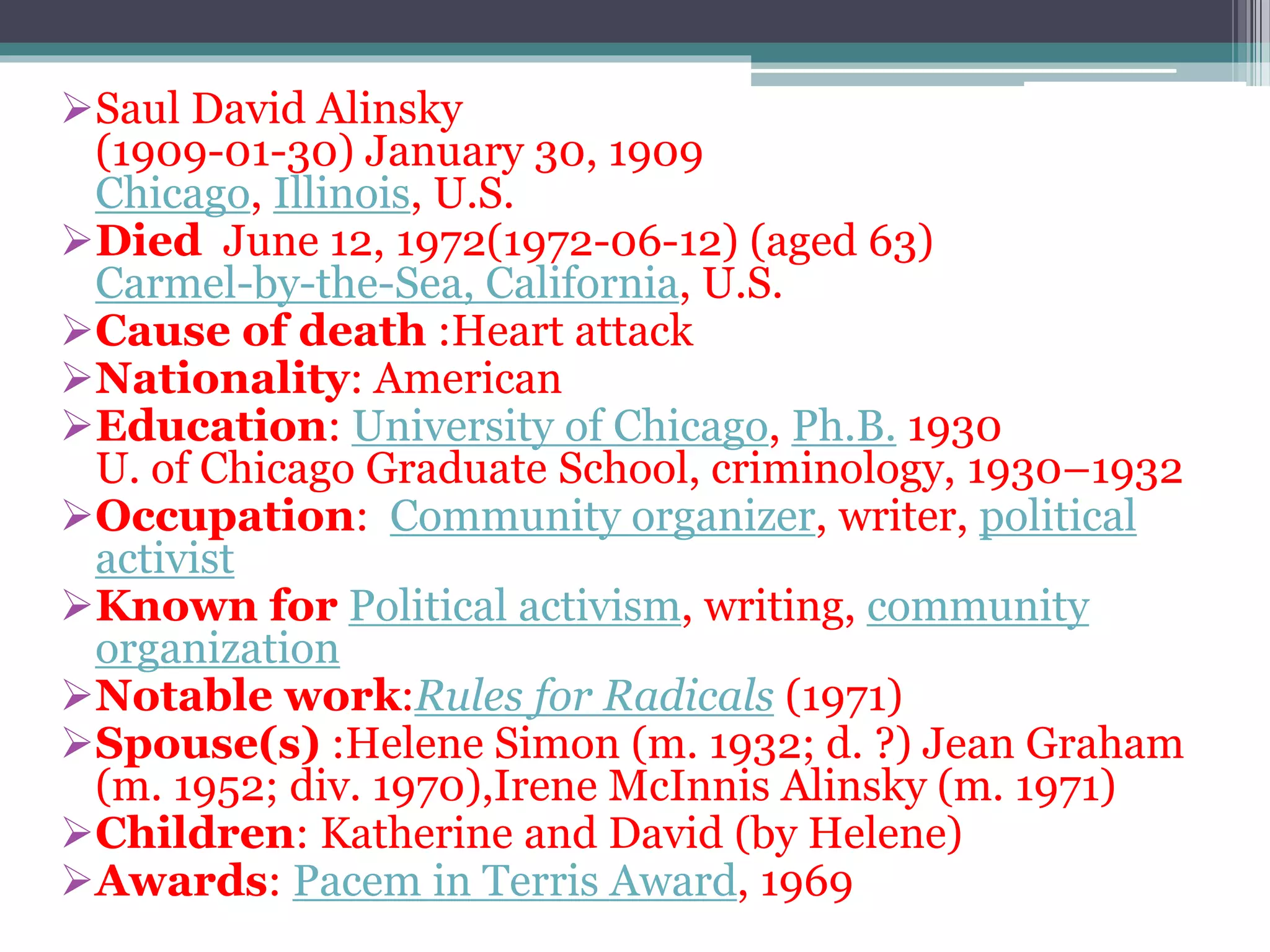 Soul alinsky and Social Action | PPTX