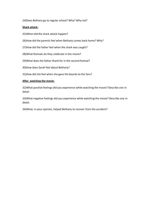 Soul surfer worksheet gaps | PDF