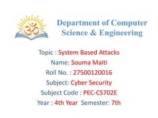System Based Attacks - CYBER SECURITY | PDF