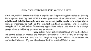 CNT embedded MOS DEVICES for Memory Application | PPT
