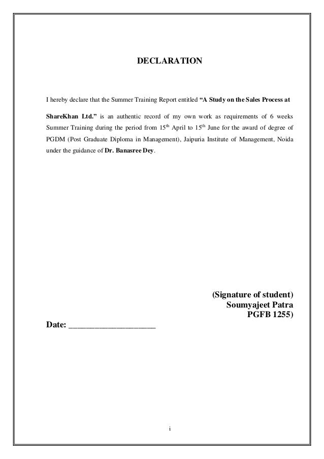 Sharekhan Internship Report
