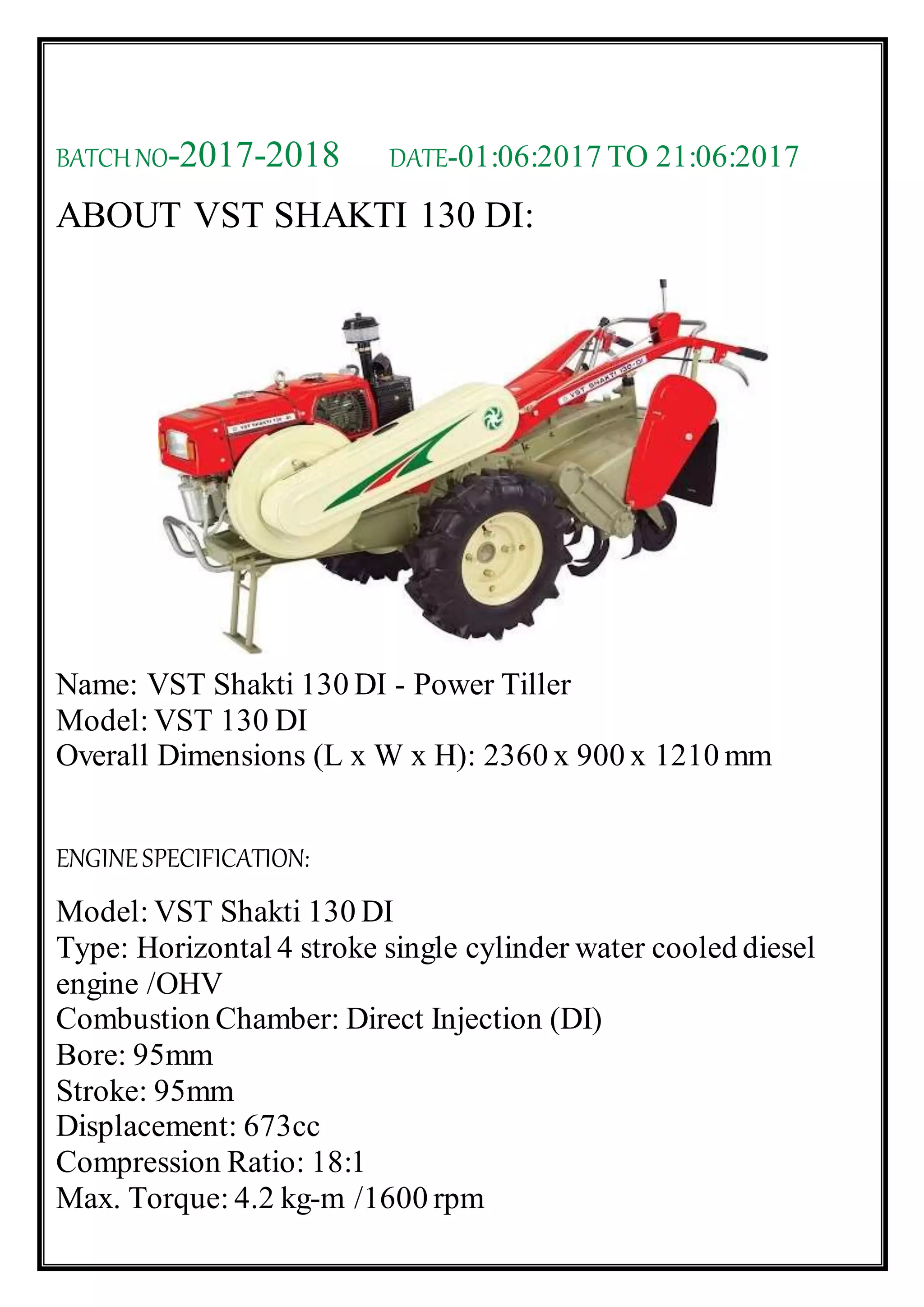 VST power tiller | DOCX